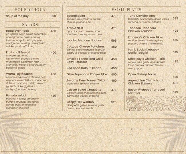 Menu at RAEETH, Vagator