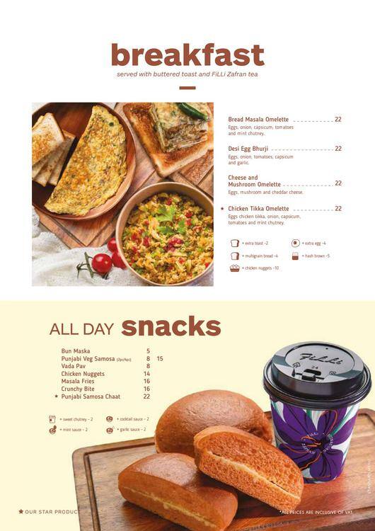 Menu of FiLLi, Dubai Internet City, Dubai