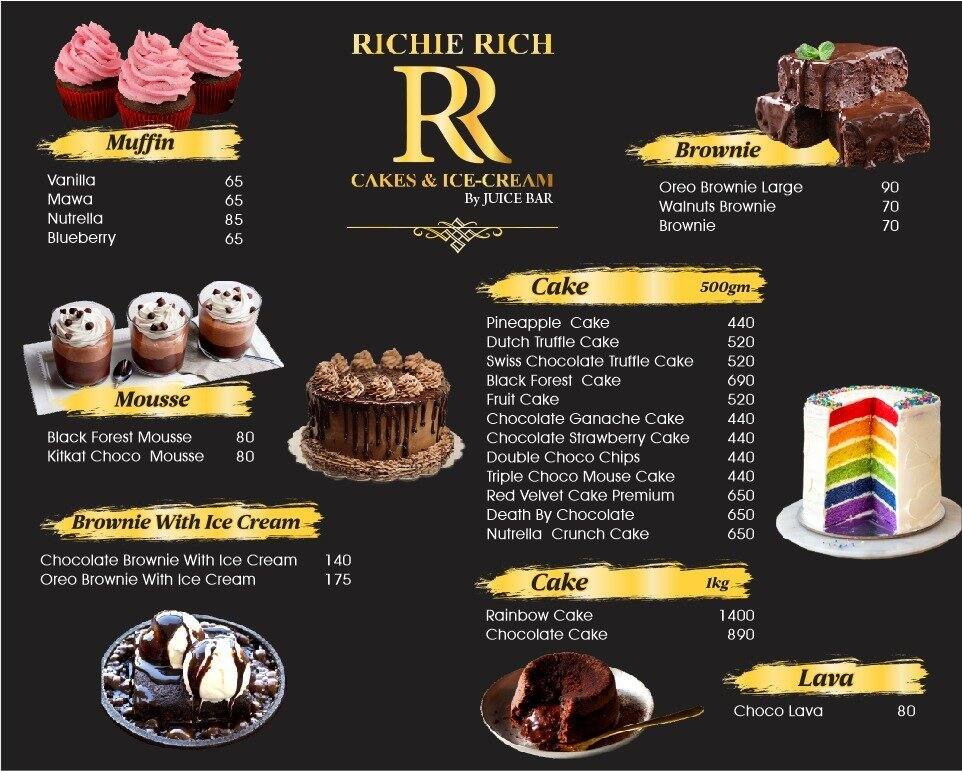 Menu of Richie Rich, Powai, Mumbai