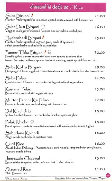 Menu at Sai Dham restaurant, Dubai