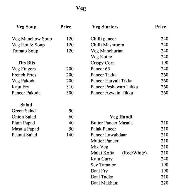 Menu at The Zaffran Family Restaurant, Indore