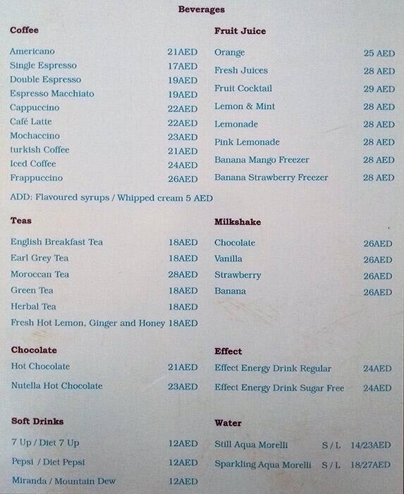 Menu at Bait AlBahar restaurant, Dubai, Jumeira 3