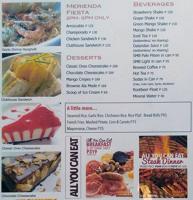 Carta de Grills & Sizzles Steakhouse, Ciudad Quezon, 57 Examiner Carta de Grills & Sizzles Steakhouse, Ciudad Quezon, 57 Examiner
