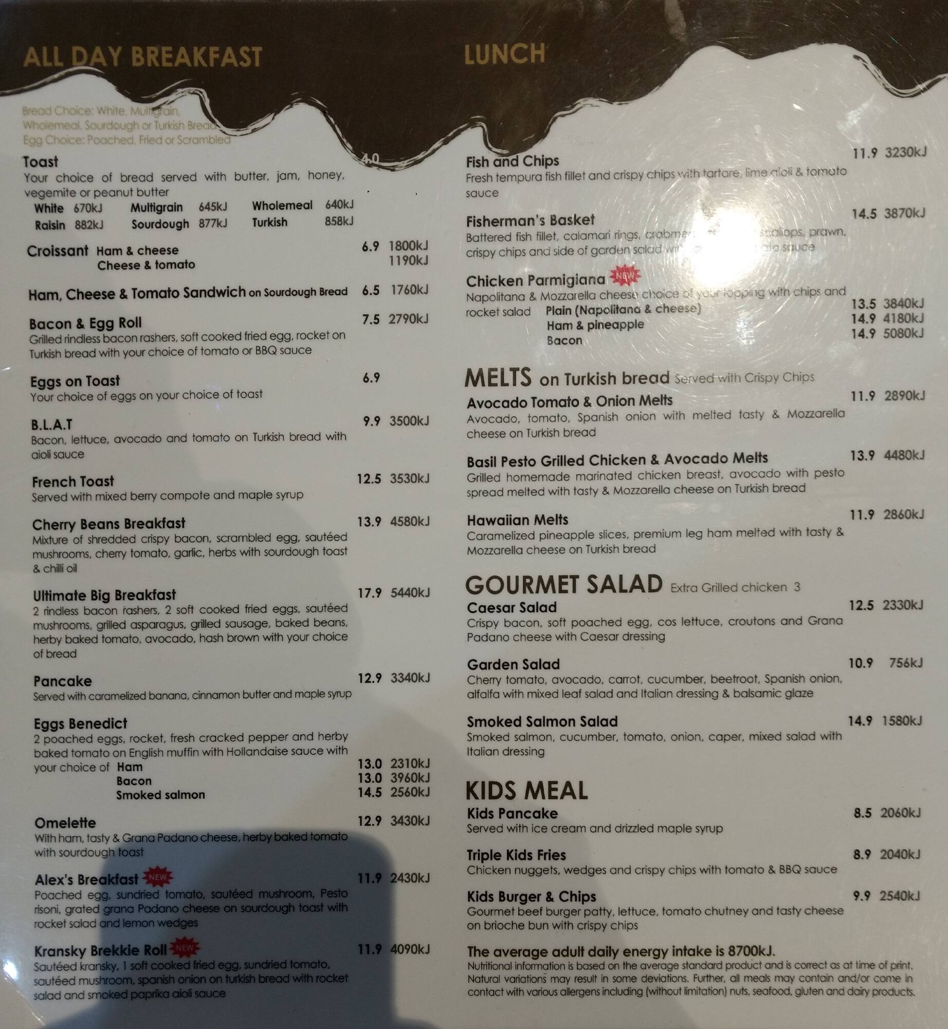 Menu at Caffe Cherry Beans cafe, Merrylands, Lidcombe
