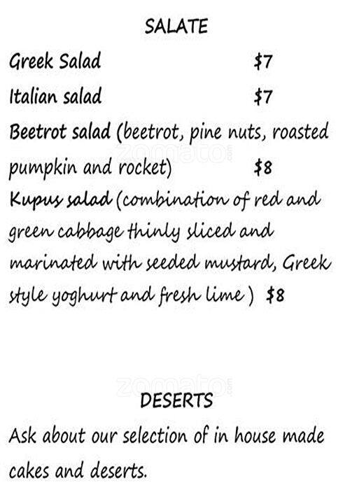 Menu at RIVA Restaurant, Moonah