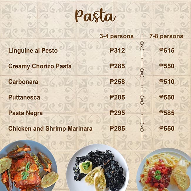 Menu at Rekados restaurant, Silang