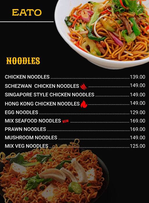 Menu at Eato Express, Chennai