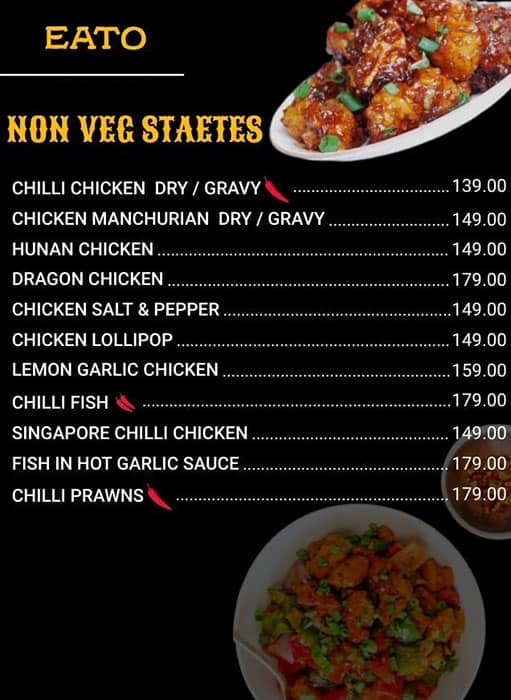 Menu at Eato Express, Chennai