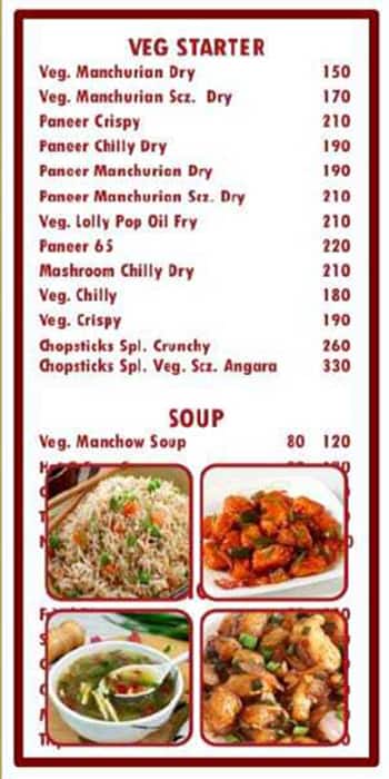 Menu of Chopsticks Indian & Chinese Restaurant, Nalasopara, Mumbai