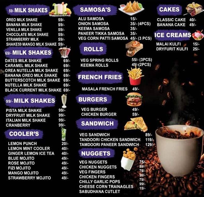 Menu of Chai Drops, Vanasthalipuram, Hyderabad