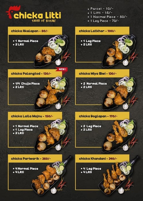 Menu of Chicka Litti, Sri Krishnapuri, Patna