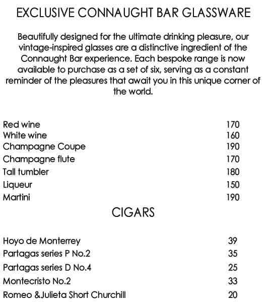 Menu at The Connaught Grill pub & bar, London, The Connaught