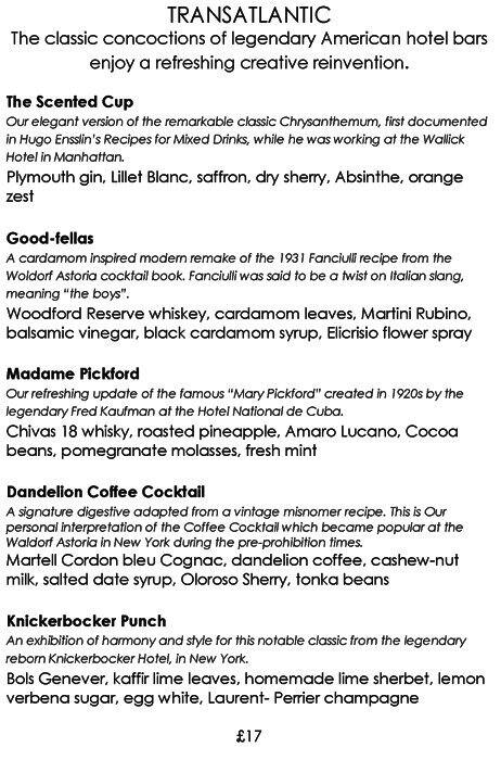 Menu at The Connaught Grill pub & bar, London, The Connaught