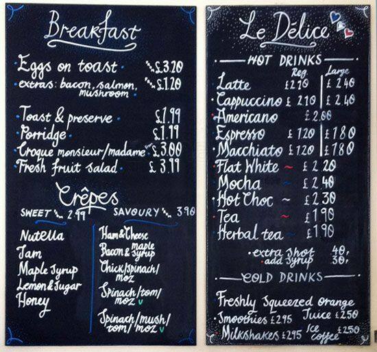 Menu at Le Delice. cafe, London, 38 Ladywell Rd
