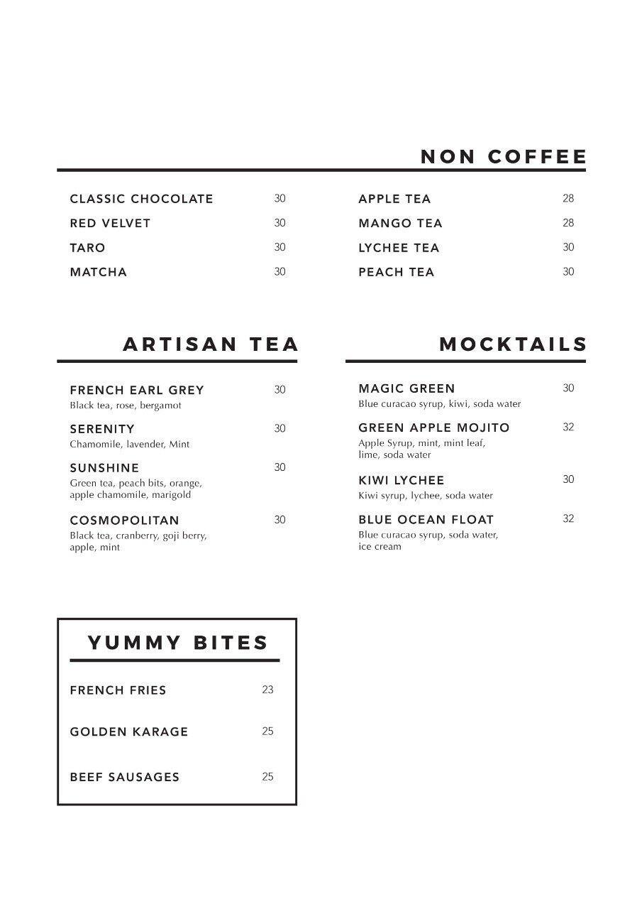 Menu at Emji Coffee Bar & Space, Jakarta, The Bellagio Mansion