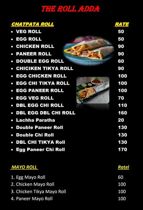 Menu of The Roll Adda, Dalhousie BBD Bagh, Kolkata