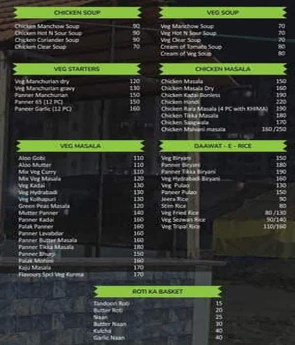 Menu of Flavours Kitchen Kabab And Biryani, Bhosari, Pune