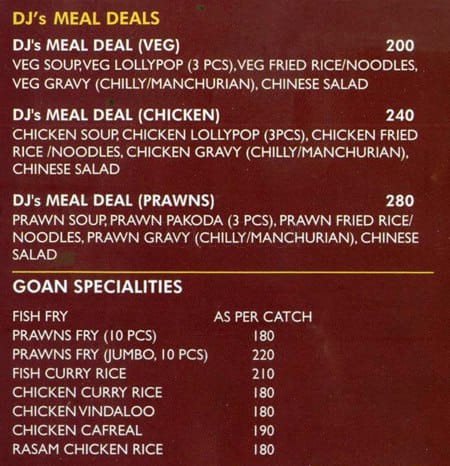 Menu at Djs Kitchen, Mumbai