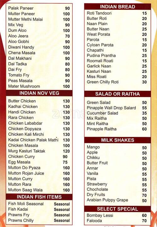 Menu at Hotel Select, Bengaluru, 34