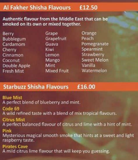 Menu at Zanzi Bar, Edgware, 113 High St