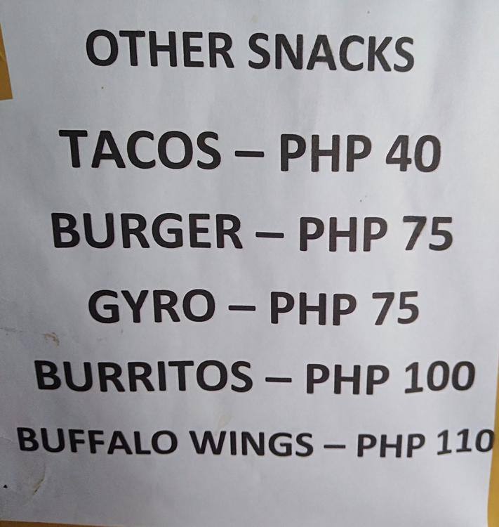 Menu at Chef Arnold's Pizza pizzeria, Mandaluyong