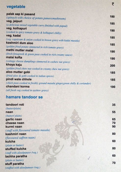 Menu at Blue Corriander, Ahmedabad, Parker Lords Eco Inn