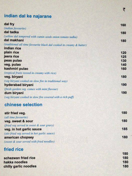 Menu at Blue Corriander, Ahmedabad, Parker Lords Eco Inn
