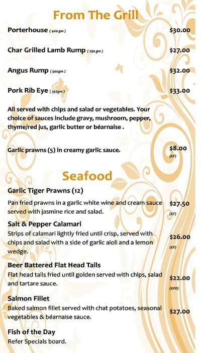 Menu at Diamond Creek Hotel restaurant, Diamond Creek, 29 Main ...