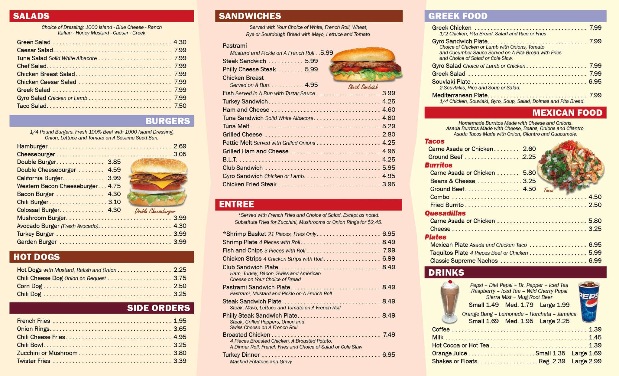 Menu at Classic Burger Cafe, Los Alamitos, Katella Ave