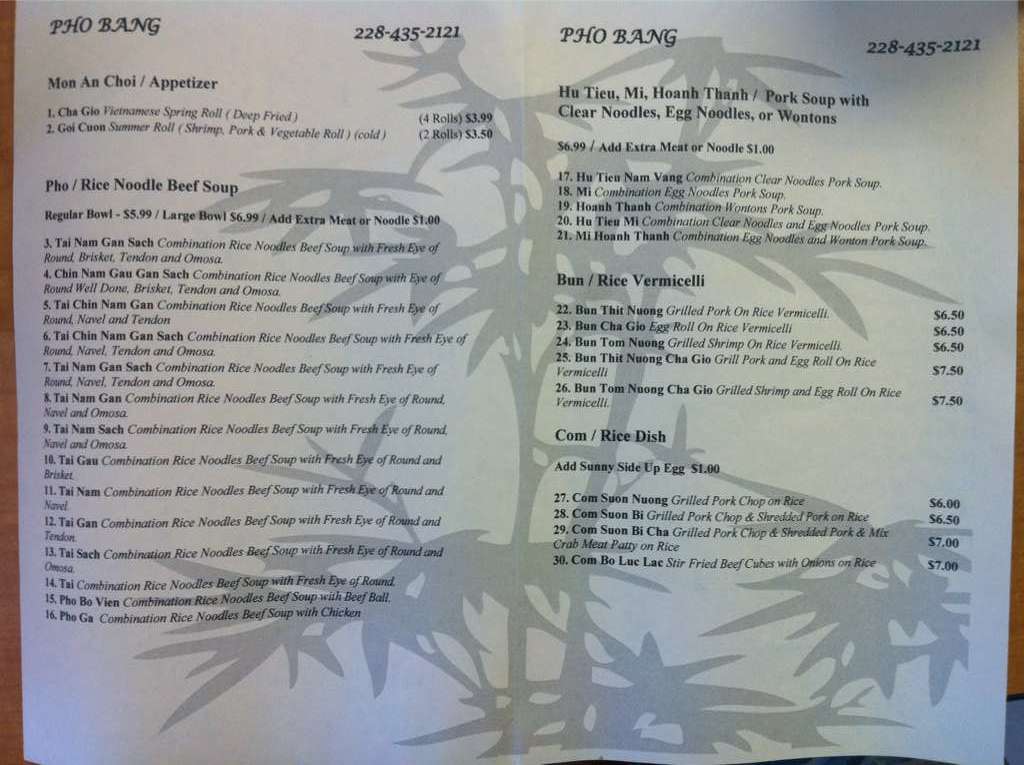 Menu at Le Bakery, Biloxi