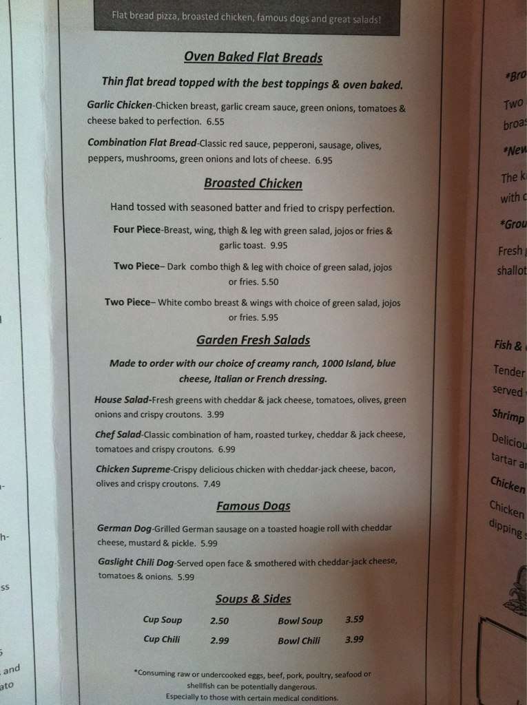 Menu at Old Town Pump Saloon pub & bar, Union Gap