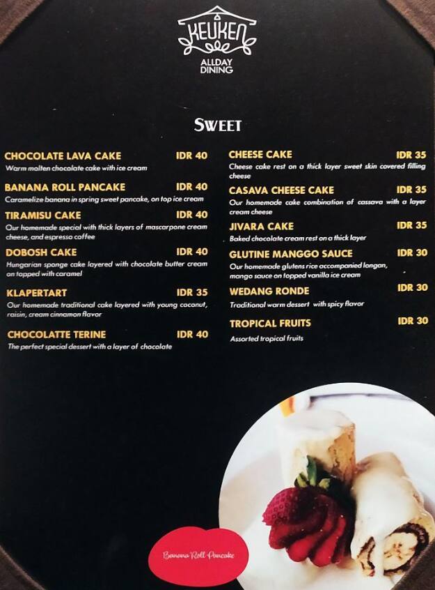 Menu at Keuken All Day Dining restaurant, Bandung, LLRE Martadinata St ...