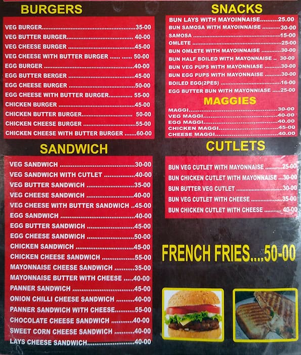 Menu of Stop N Joy, Kanakapura Road, Bangalore