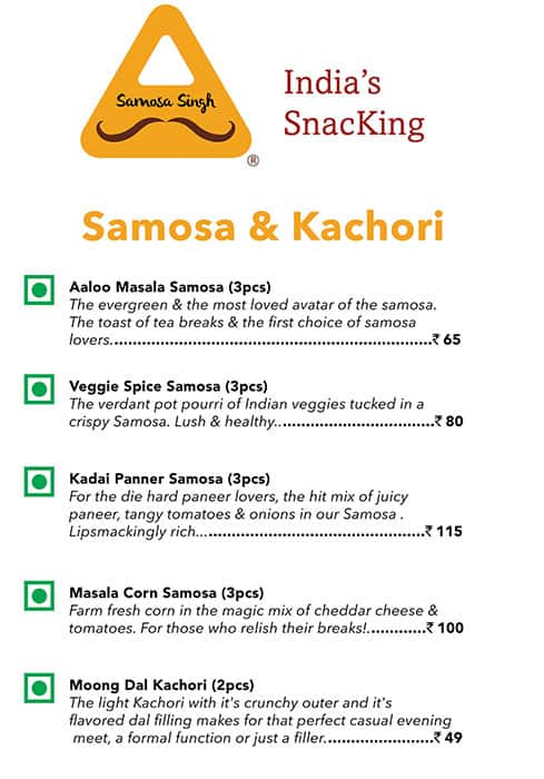 Menu of Samosa Singh, Malakpet, Hyderabad
