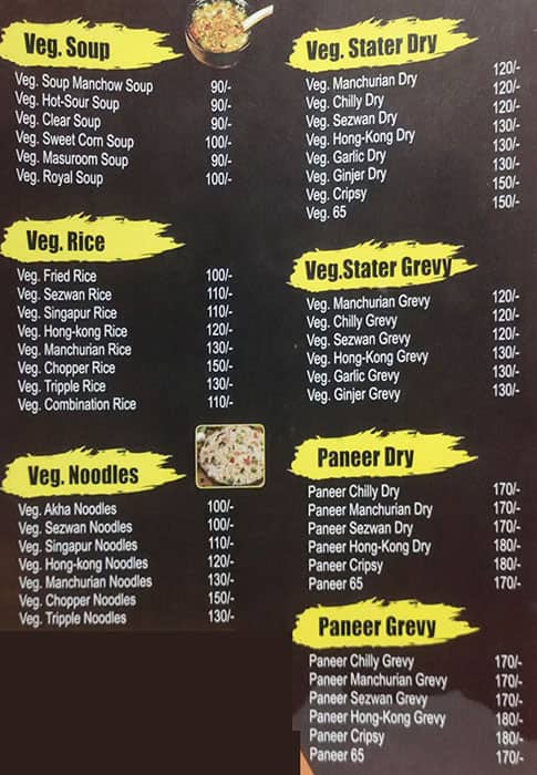 Menu of Only Sarkar Chinese, Malad East, Mumbai