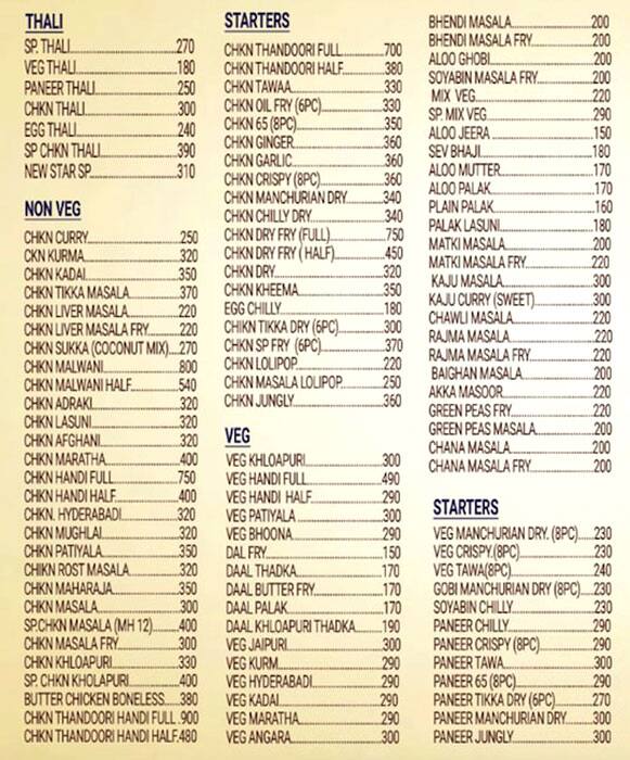 Menu of Sigri Punjab Di, Viman Nagar, Pune