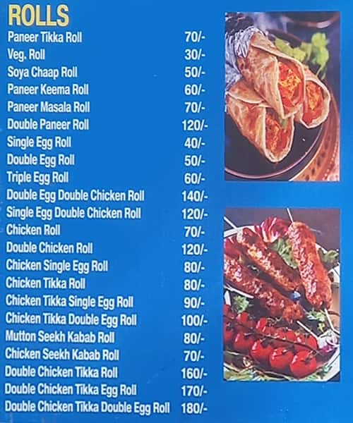 Menu of Raja Zaika Kathi Rolls, Sector 31, Faridabad