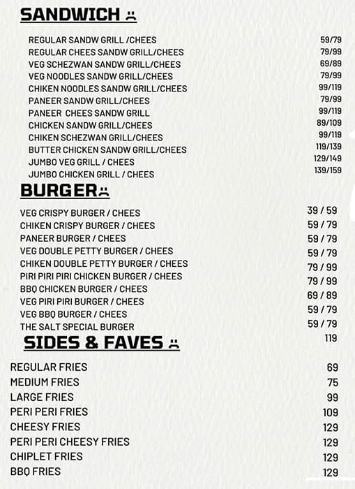 Menu of The Salt, Kandivali East, Mumbai