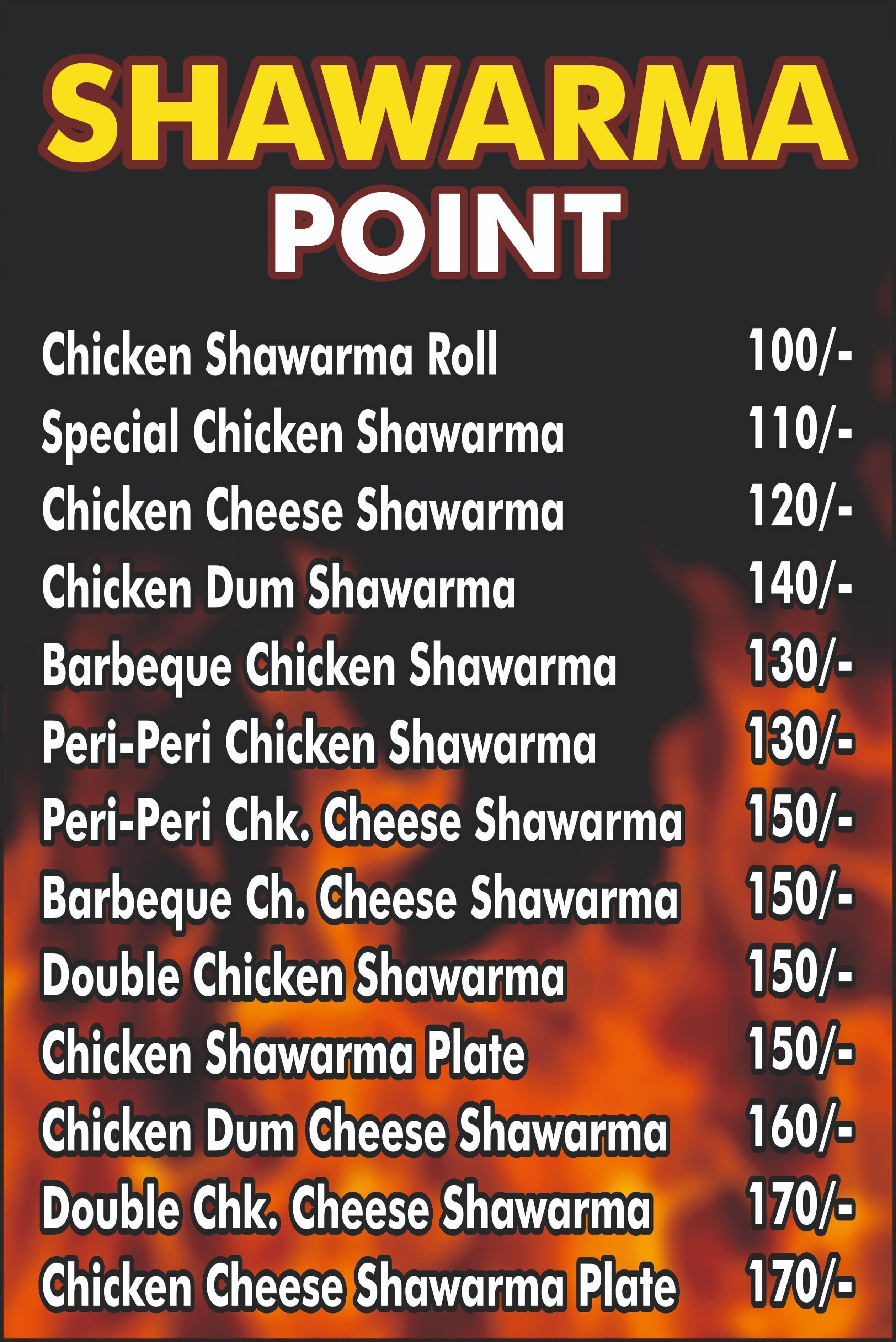Menu of Shawarma Point, Kharadi, Pune