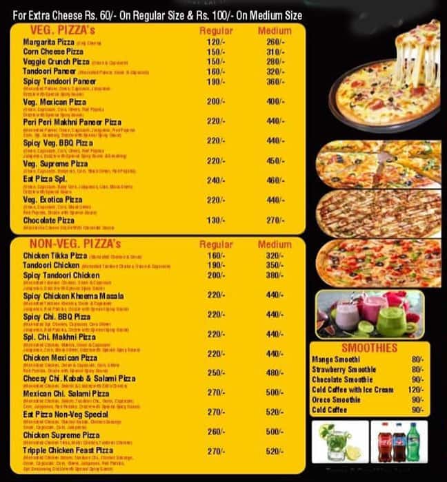 Menu of Eat Pizza, Shahpore, Surat