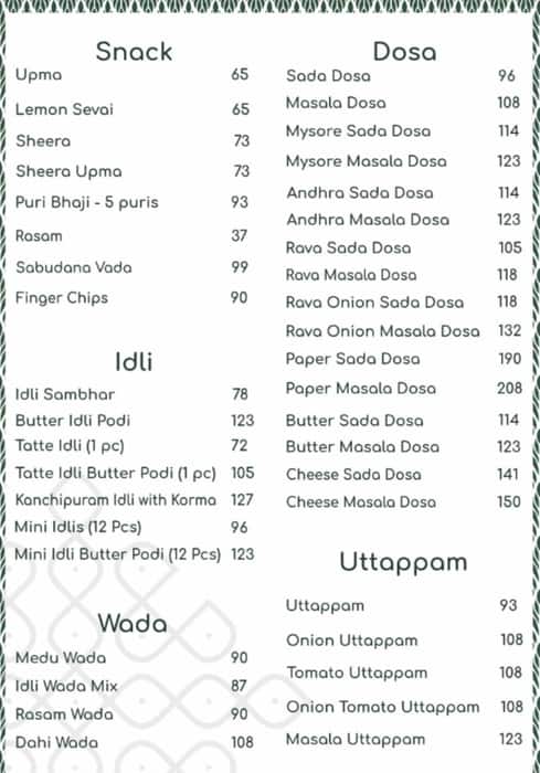 Menu of Thambbi, Ghatkopar West, Mumbai