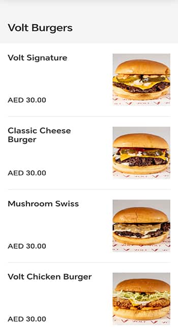 Menu of Volt, University City, Sharjah