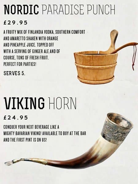 Menu at Nordic Bar, London, 25 Newman St