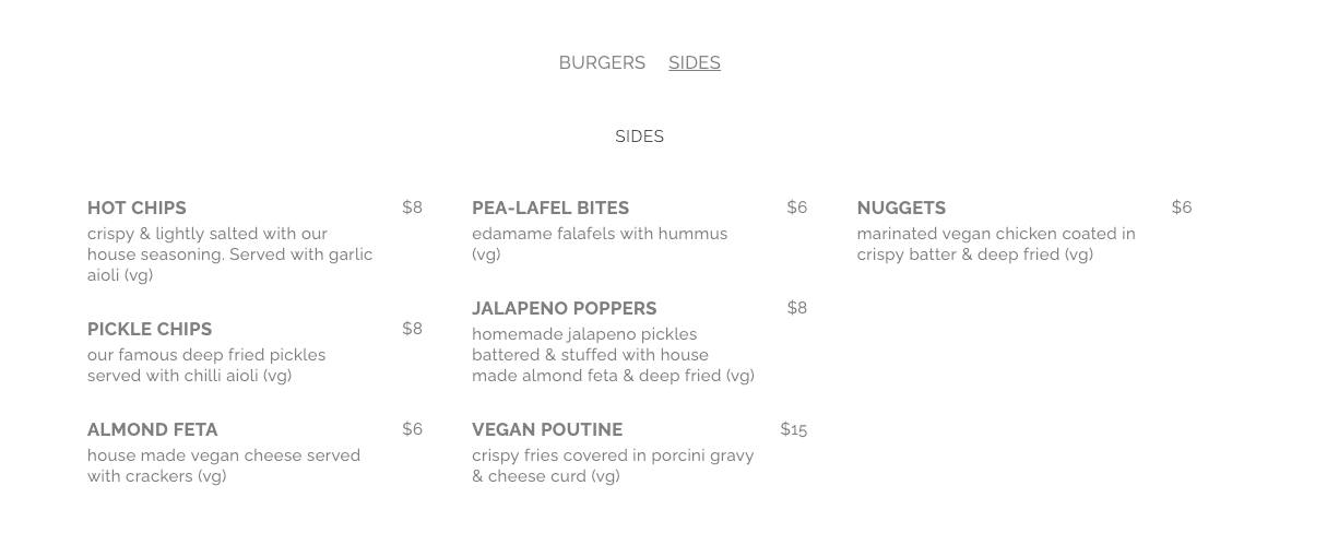 Menu at The Hive Bar, Erskineville, 93 Erskineville Rd
