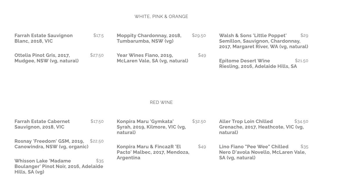 Menu at The Hive Bar, Erskineville, 93 Erskineville Rd