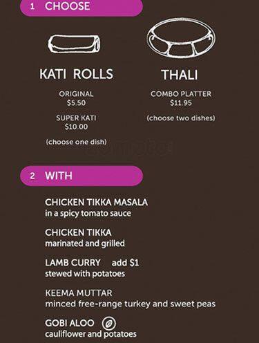 Menu at Kasa Indian Truck, San Francisco