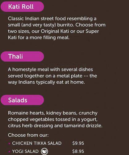 Menu at Kasa Indian Truck, San Francisco