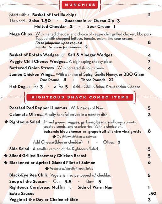 Menu at The Righteous Room pub & bar, Atlanta, Ponce De Leon Ave NE