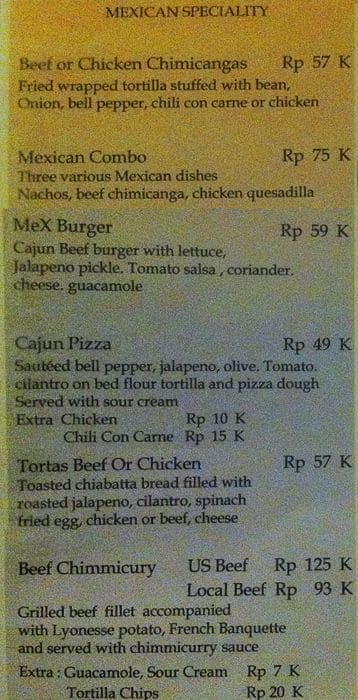 Carta de Lemonade Restaurant, Ubud