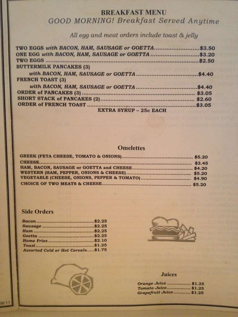 Menu at Stone's Restaurant, Cincinnati